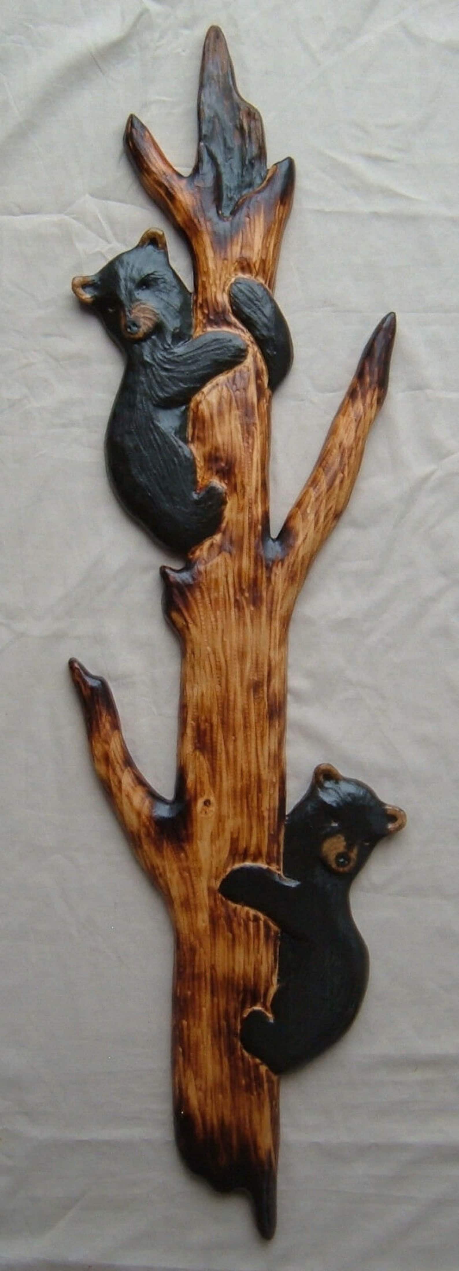 Black Bear, Wood Carving ,chainsaw Carving, Log Cabin Decor, Wall Art ...