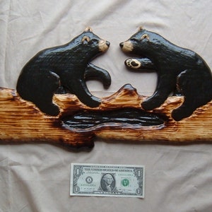 Black Bear, Wood Carving ,chainsaw Carving, Log Cabin Decor, Wall Art ...