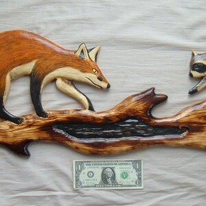 Red Fox, Wood Carving ,chainsaw Carving, Log Cabin Decor, Wall Art ...