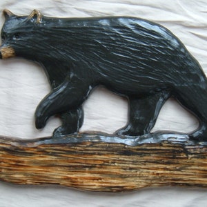 Black Bear, Wood Carving ,chainsaw Carving, Log Cabin Decor, Wall Art ...
