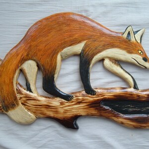 Red Fox, Wood Carving ,chainsaw Carving, Log Cabin Decor, Wall Art ...