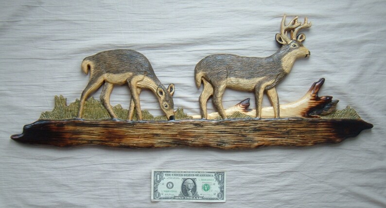 Wood Carving Wall Art Whitetail Deer Chainsaw Carving Hunting - Etsy