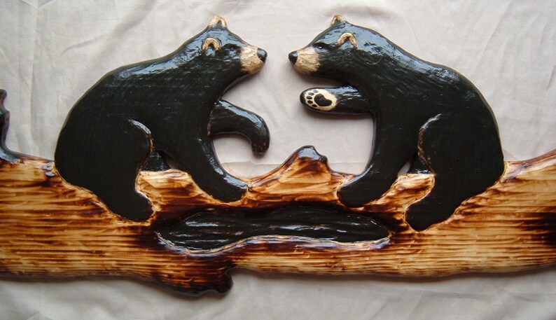 Black Bear, Wood Carving ,chainsaw Carving, Log Cabin Decor, Wall Art ...