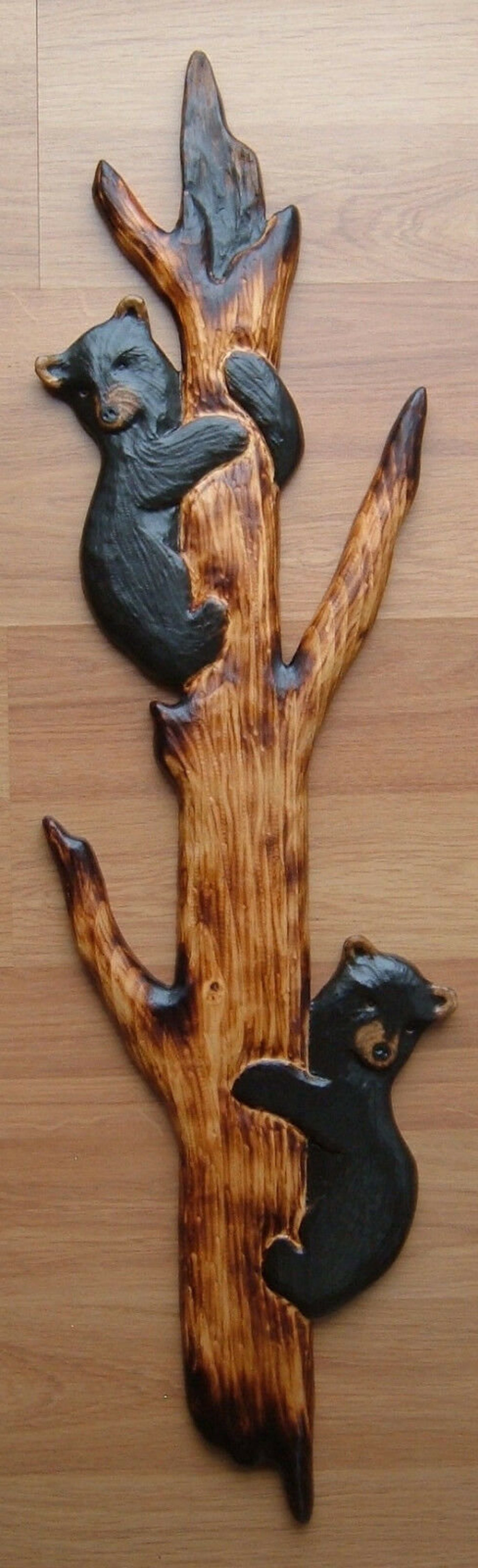 Black Bear, Wood Carving ,chainsaw Carving, Log Cabin Decor, Wall Art ...