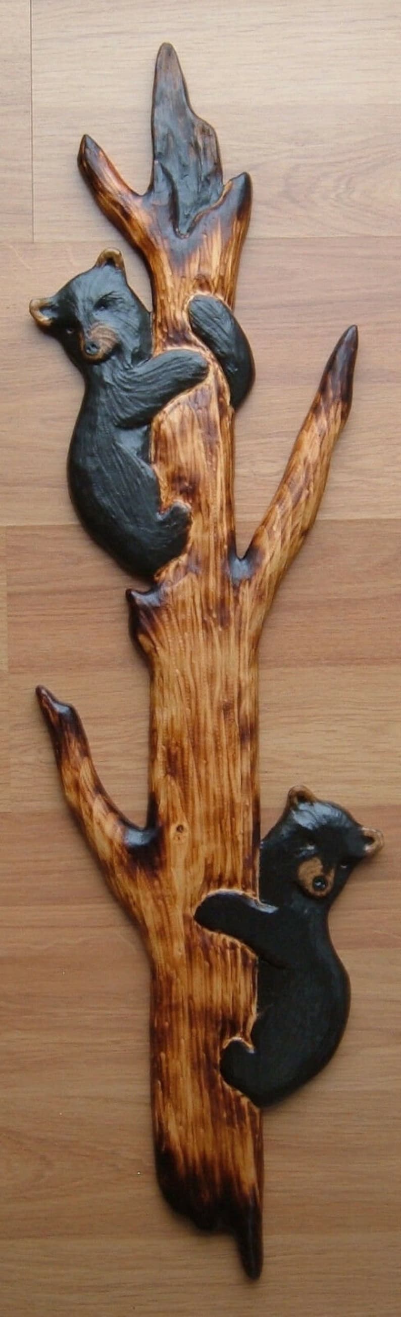 Black Bear, Wood Carving ,chainsaw Carving, Log Cabin Decor, Wall Art ...