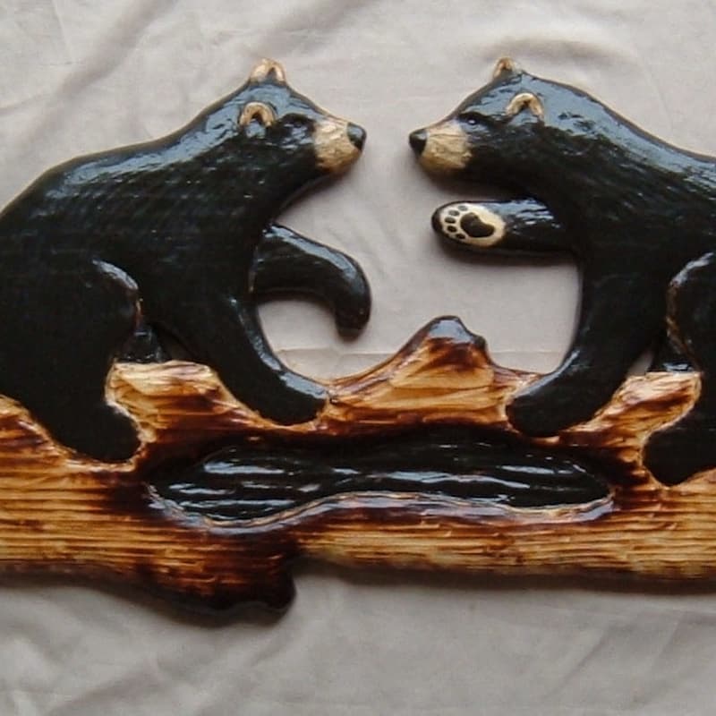 Wood Carved Bears - Etsy