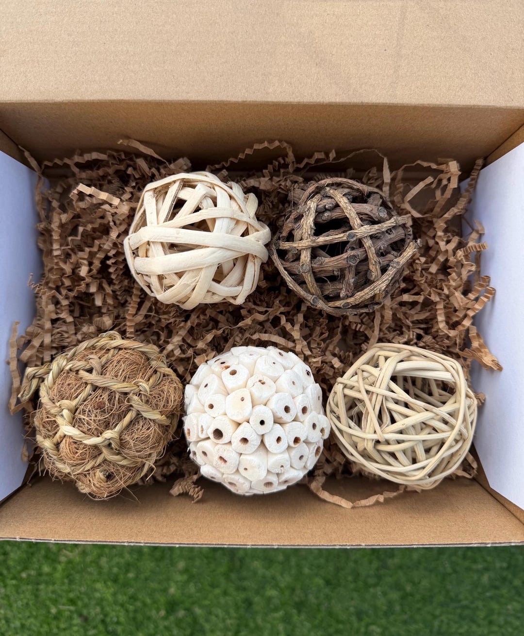 5 Pack Natural Bunny Ball Toys | Handmade Chew Toys for Rabbits, Guinea ...