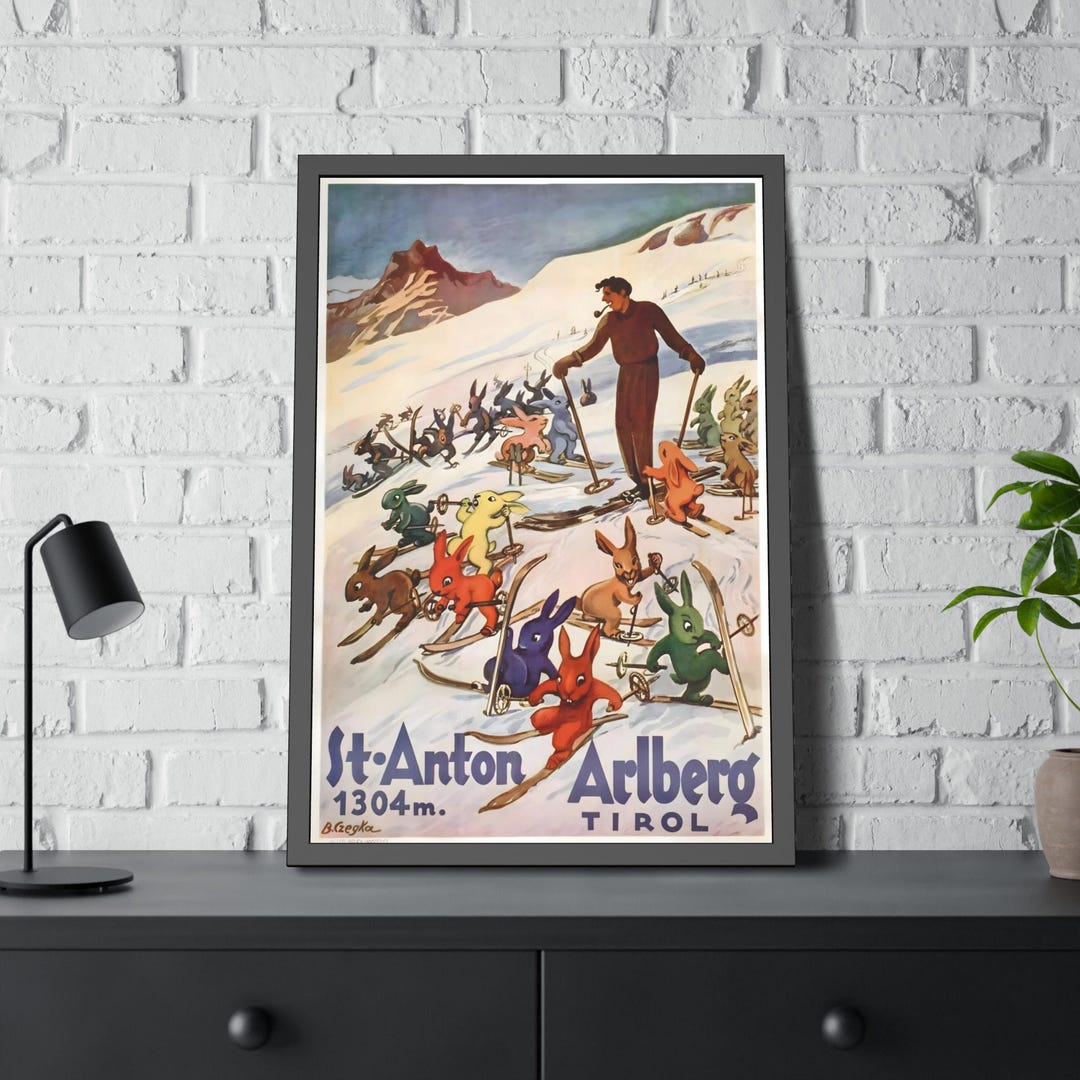 St Anton Arlberg Austria 1304m Tirol Winter Ski Vintage Travel Poster ...
