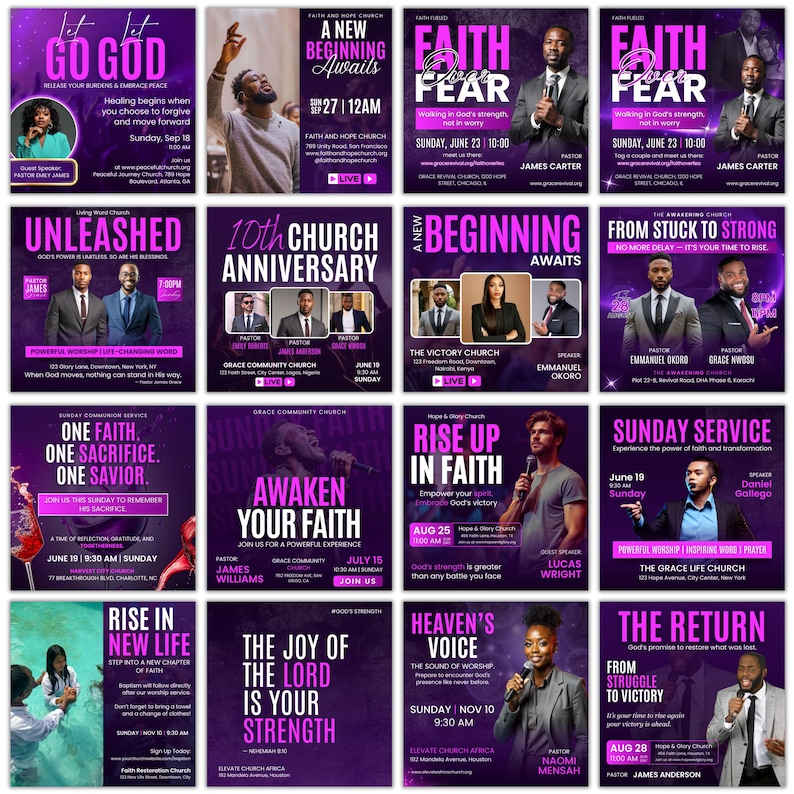 15 Church Worship Flyer Canva Editable Template, Sunday Service Church ...