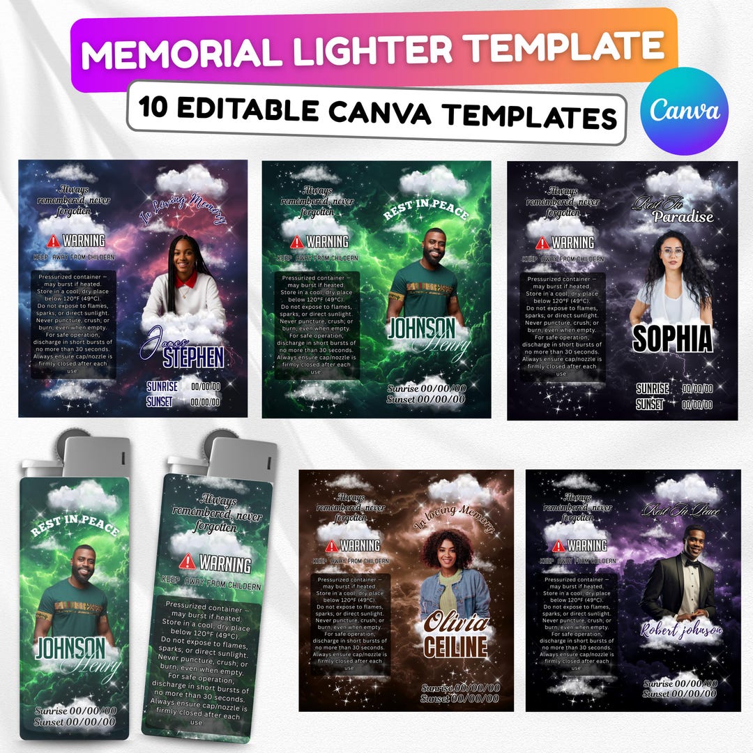 10 Memorial Lighter Canva Editable Template, in Loving Memory Template ...