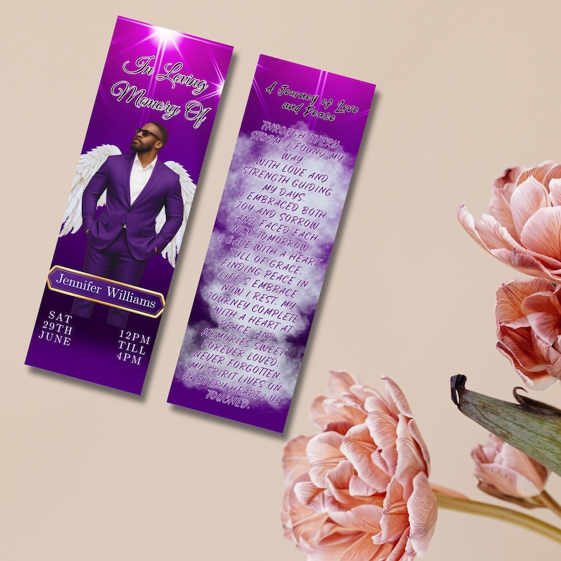 10 in Loving Memory Bookmark Canva Editable Template, Memorial Bookmark ...