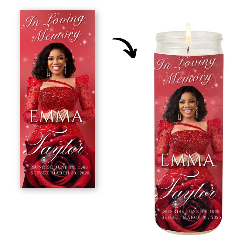 06 Cylinder Candle Label Memorial Tamplate, Tall Cylinder Candle Wraps ...