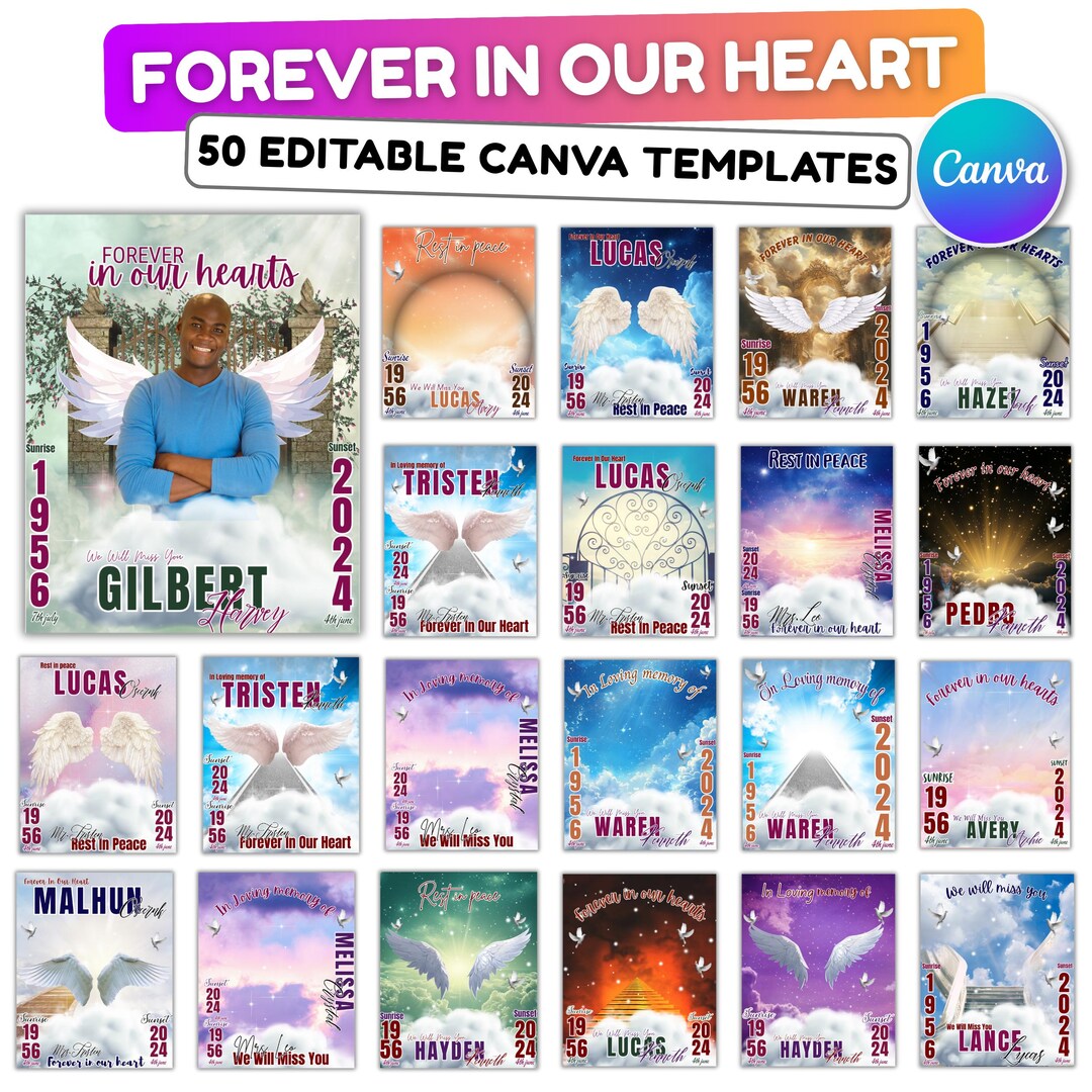 50 Forever in Our Heart Editable Templates, Memorial Canva Template ...