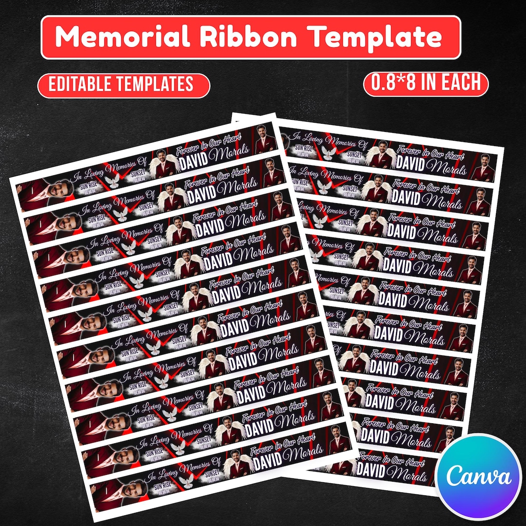 In Loving Memory Ribbon Canva Editable Template, Rest in Piece Ribbon ...