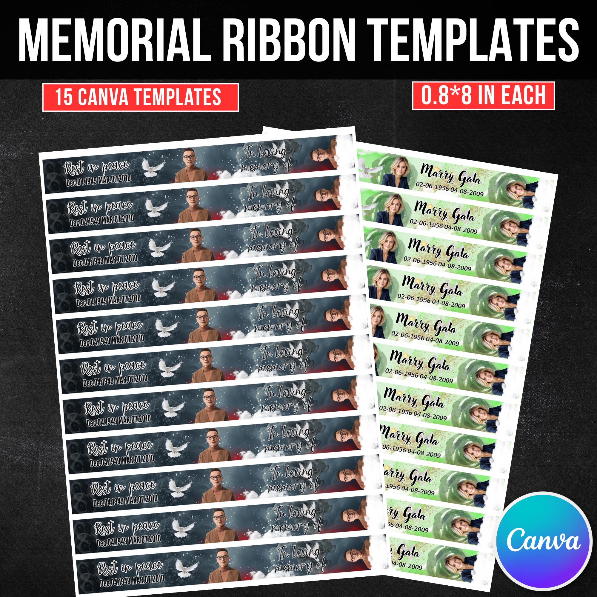 15 in Loving Memory Ribbon Canva Editable Template, Rest in Piece ...
