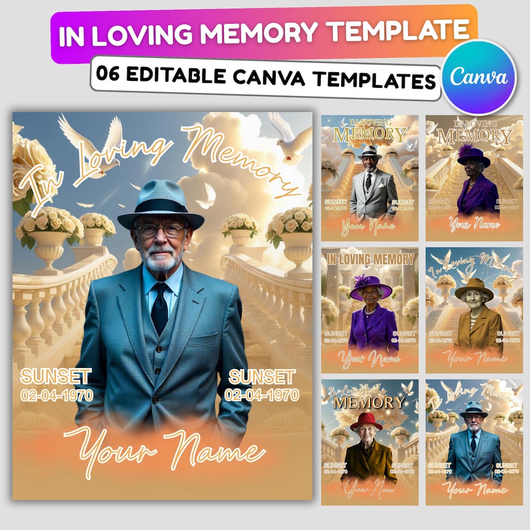 In Loving Memory Canva Editable Template, in Loving Memory Template ...