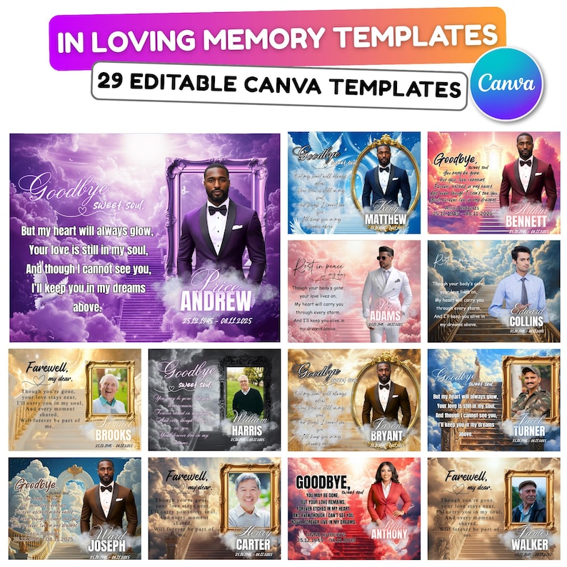 29 Memorial Canva Editable Templates, in Loving Memory Template ...