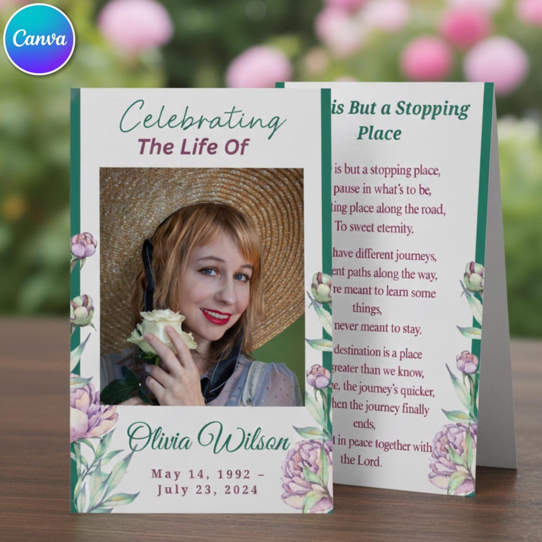 Celebrating the Life of Prayer Card Template, Celebration of Life ...