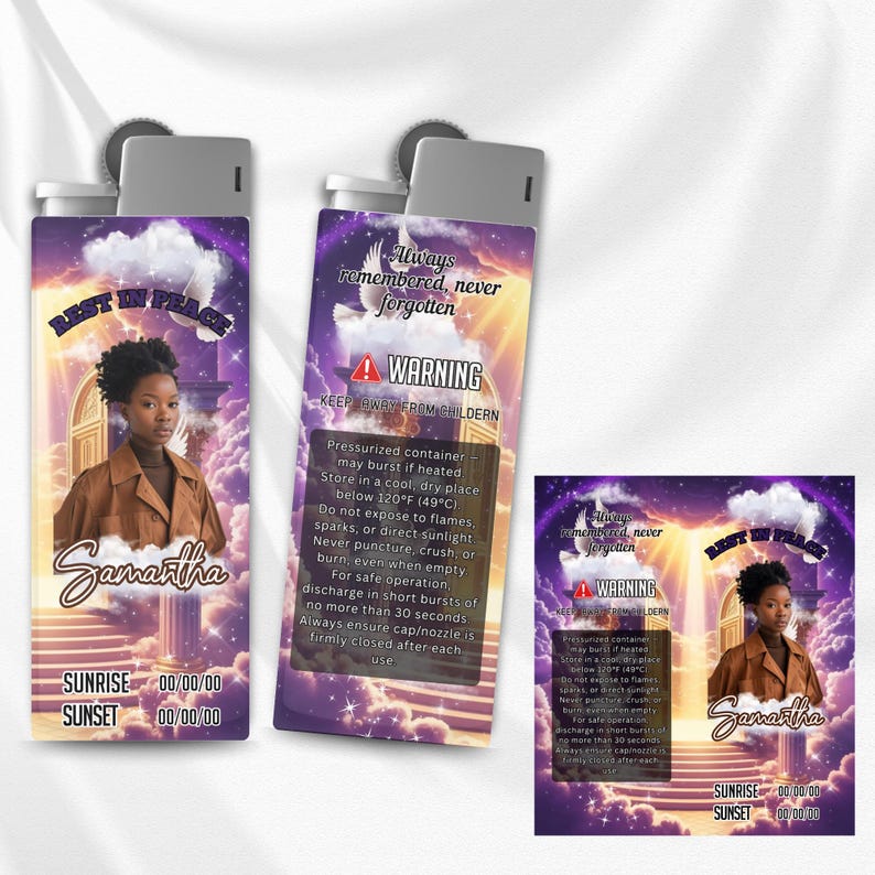 10 Memorial Purple Lighter Canva Editable Template, in Loving Memory ...