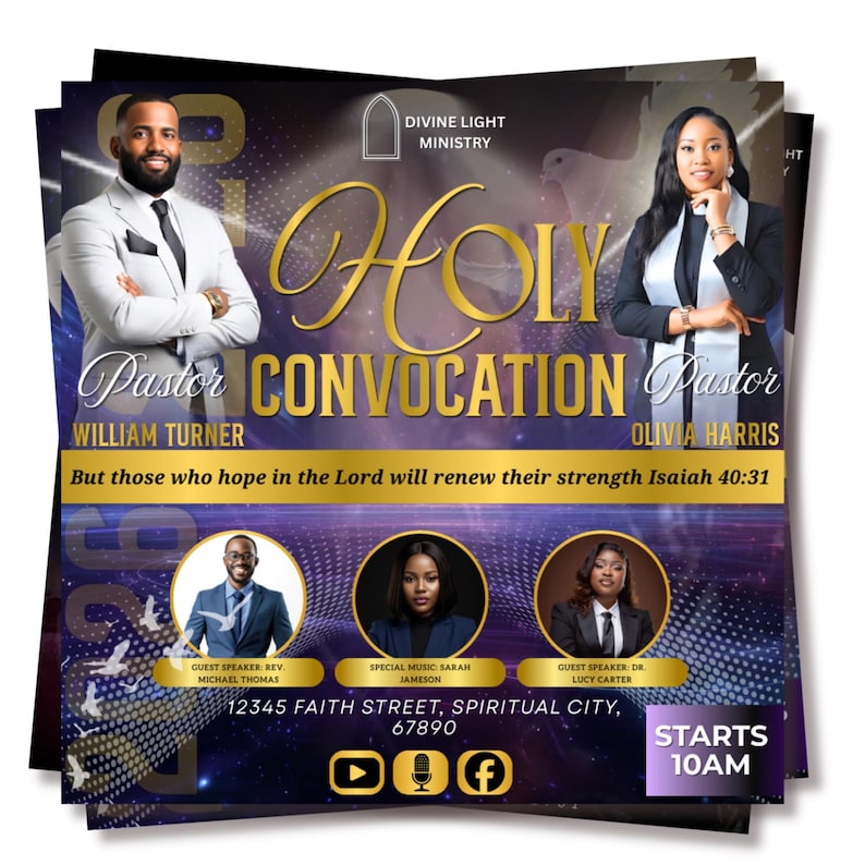 02 Holy Convocation Flyers Canva Editable Tmplate, Sunday Church Flyer ...
