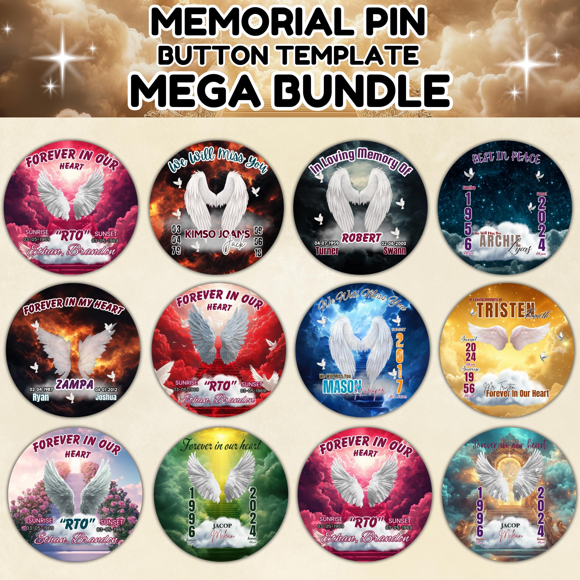 460+ in Loving Memory Pin Button Canva Mega Editable Templates Bundle ...