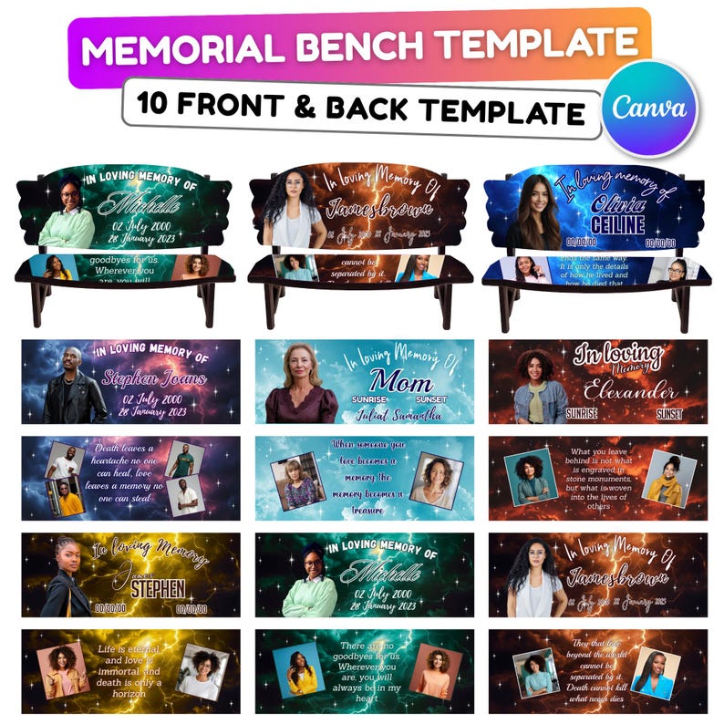 10 in Loving Memory Bench Canva Editable Templates, in Loving Memory ...