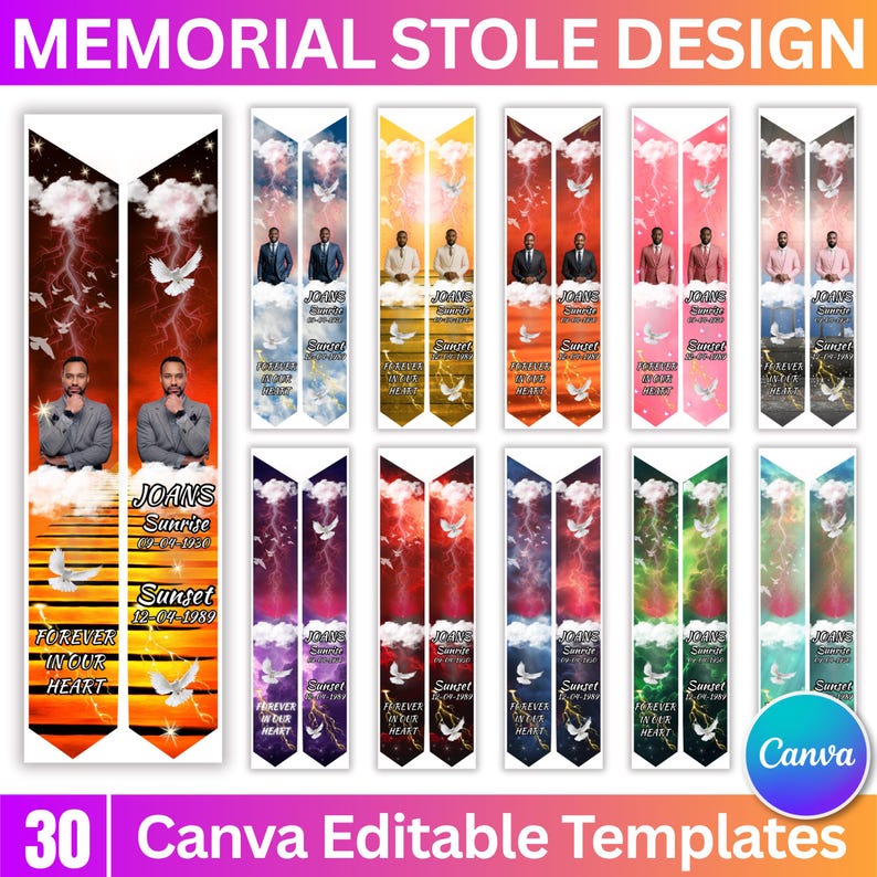 30 Memorial Stole Canva Editable Templates, in Loving Memory Templates ...