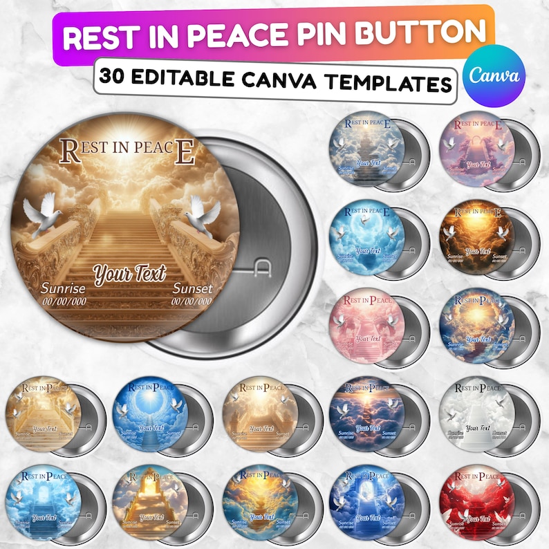30 Rest in Peace Pin Button Canva Editable Templates, Memorial Pin ...