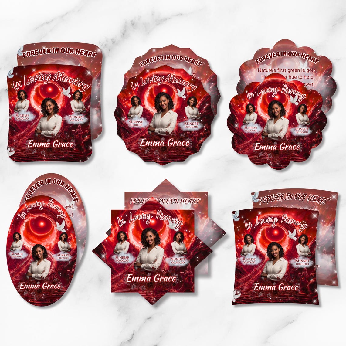06 Red in Loving Memory Paddle Fan Canva Editable Template, Memorial ...