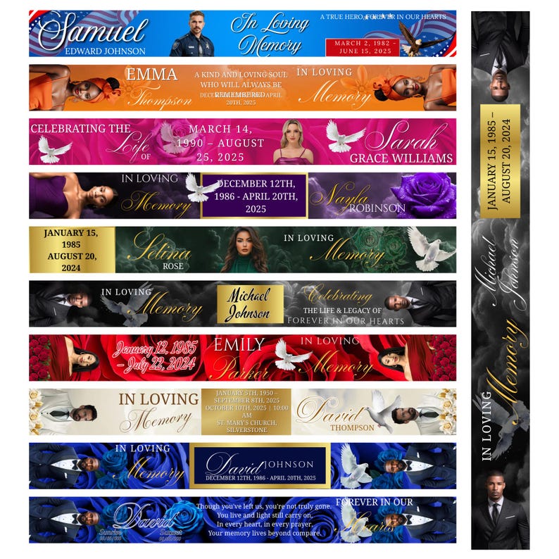 11 in Loving Memory Ribbon Canva Editable Template, Memorial Ribbon ...