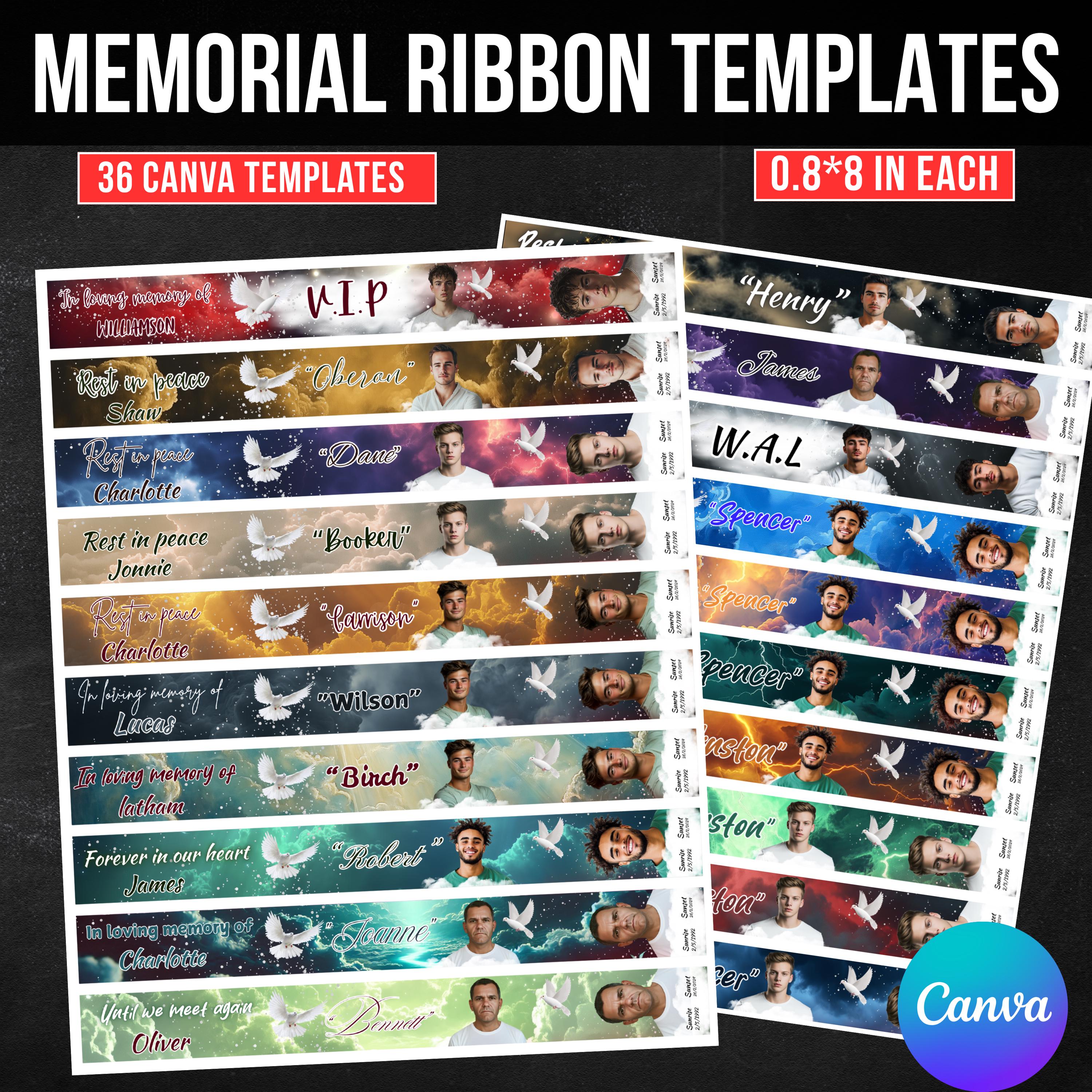 36 in Loving Memory Ribbon Canva Editable Template, Rest in Piece ...