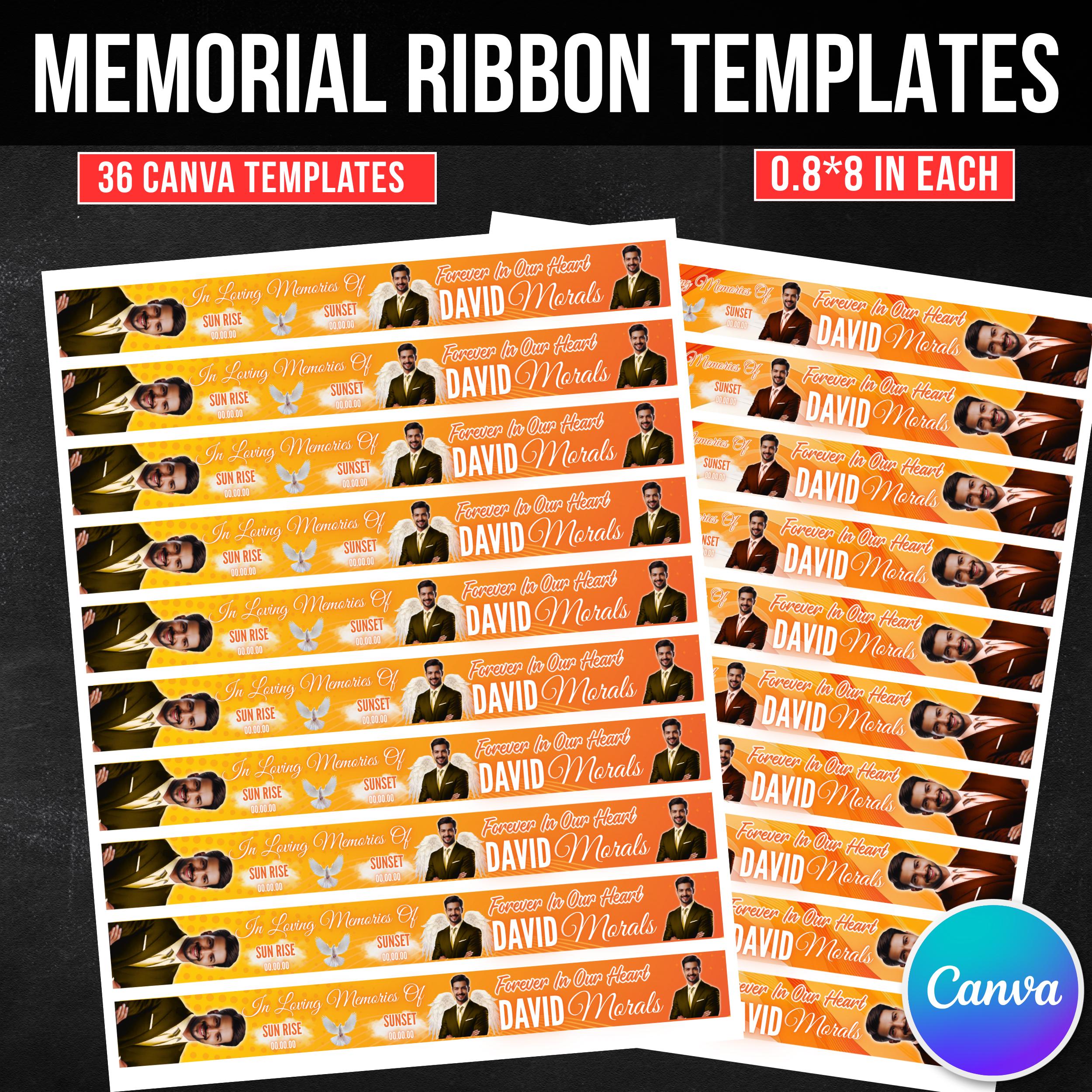 12 in Loving Memory Ribbon Canva Editable Template, Memorial Ribbon ...