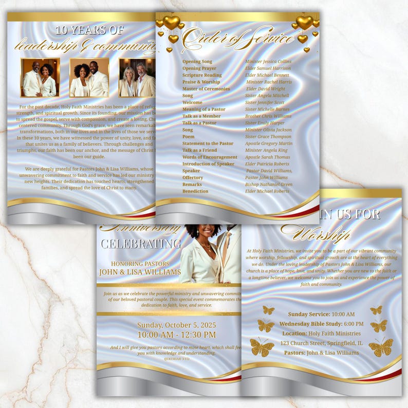 Church Anniversary Program Template, Editable Bifold 8.5x11” Design ...