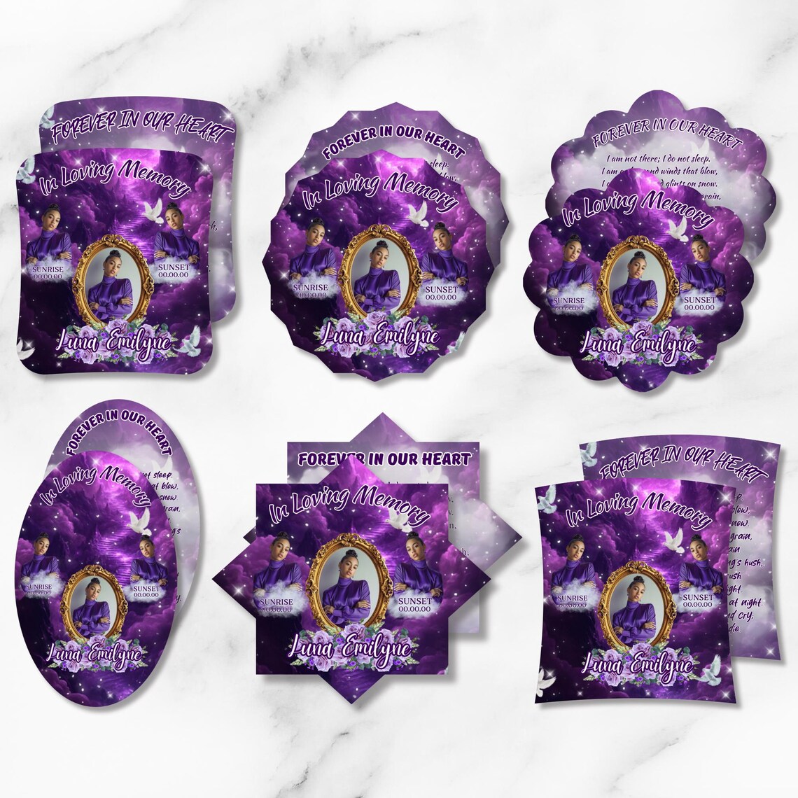 06 Purple Memorial Paddle Fan Editable Template, in Loving Memory Fan ...