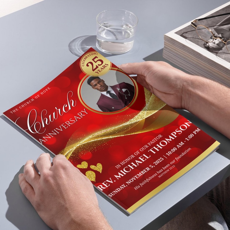 Church Anniversary Program Template, Editable Bifold 8.5x11” Design ...