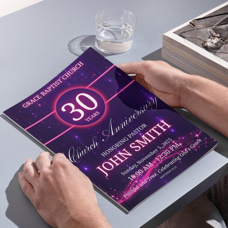 Church Anniversary Program Template, Editable Bifold 8.5x11” Design ...