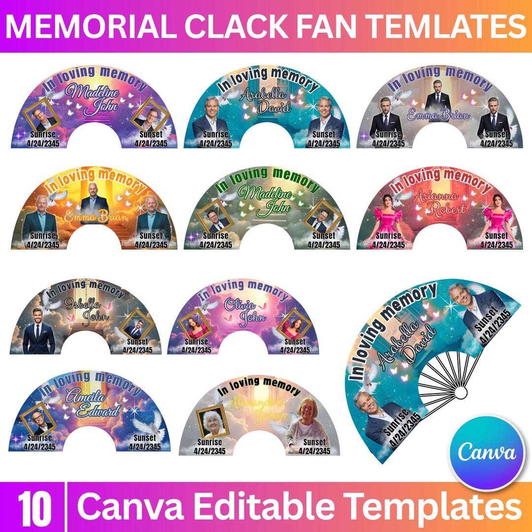 10 in Loving Memory Clack Fan Canva Editable Templates, in Loving ...