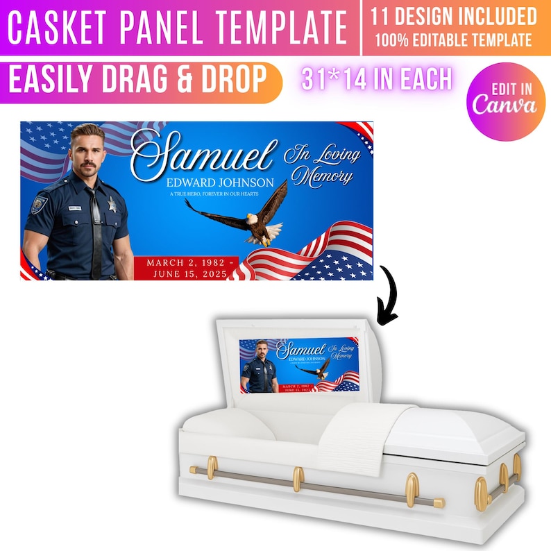 11 Memorial Casket Panel Editable Templates, Personalized Casket Panel ...