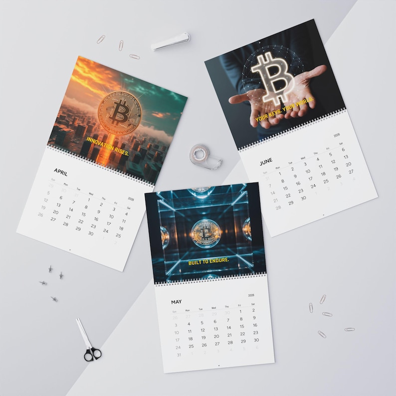 Bitcoin Calendar 2026 ,blue and Silver Cyber Energy Wall Calendar ...