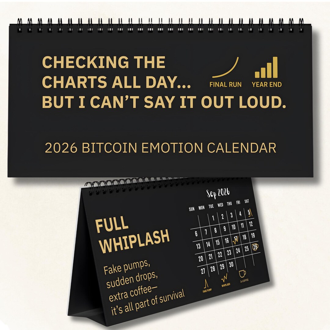 Funny Bitcoin Desk Calendar 2026 With Crypto Emotions, Minimal Icons ...