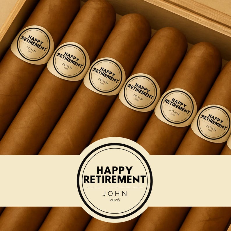 Custom Retirement Cigar Band | Happy Retirement Cigar Label | Coworker ...