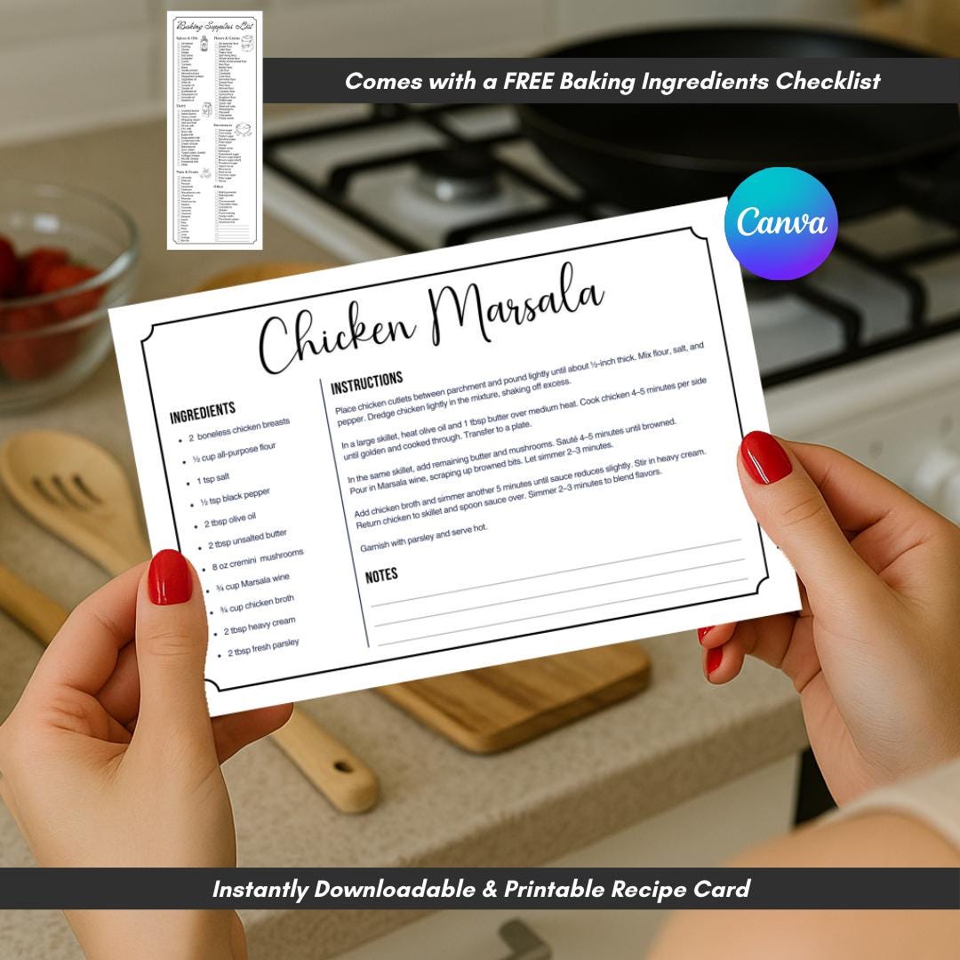 Simply Modern Recipe Card Template: Custom Printable DIY Recipe Box ...