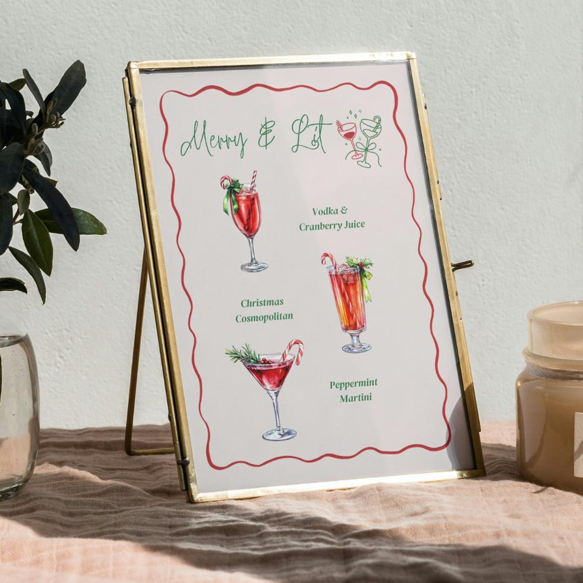 Christmas Drink Menu Template: Editable 'merry and Lit' Bar Menu ...