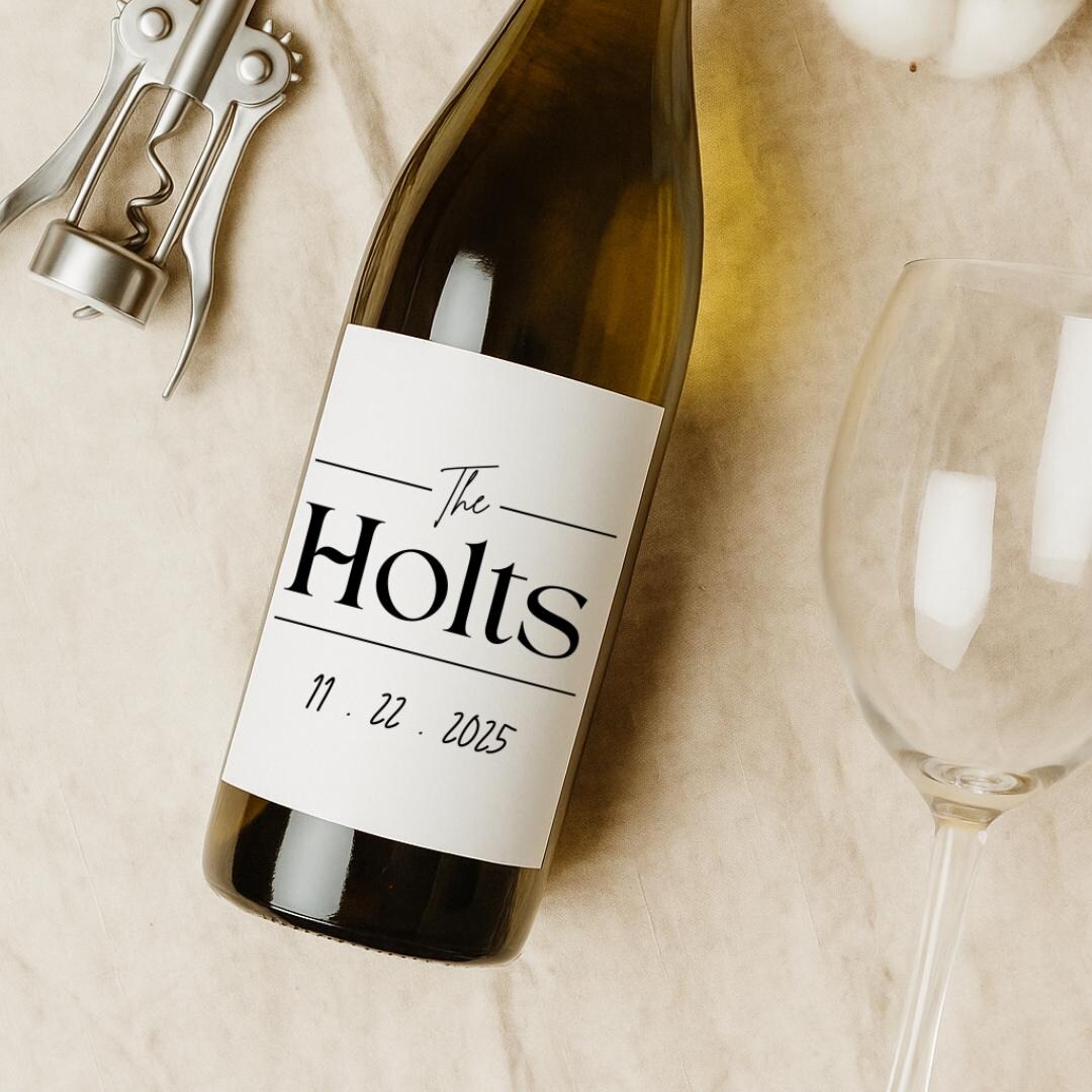 Custom Wedding Wine Label: Personalized Wedding Wine Bottle Label for ...