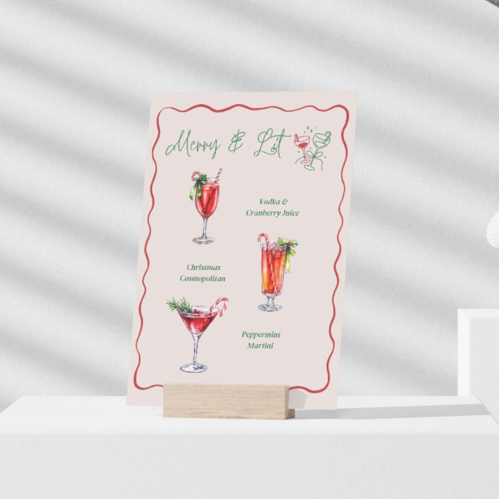 Christmas Drink Menu Template: Editable 'merry and Lit' Bar Menu ...