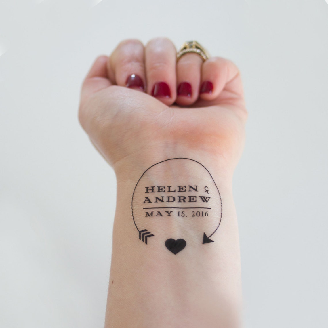 Wedding Temporary Tattoos Arrow & Heart Custom Tattoo | Etsy
