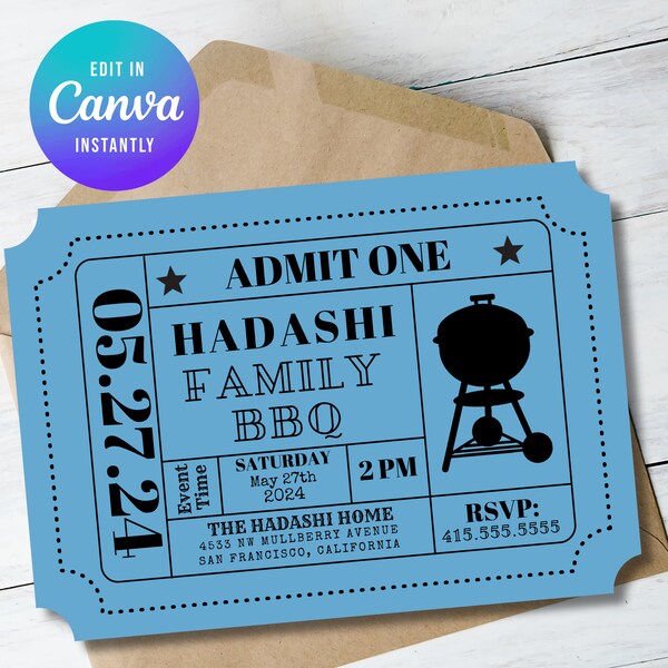 Bbq Ticket Template - Etsy