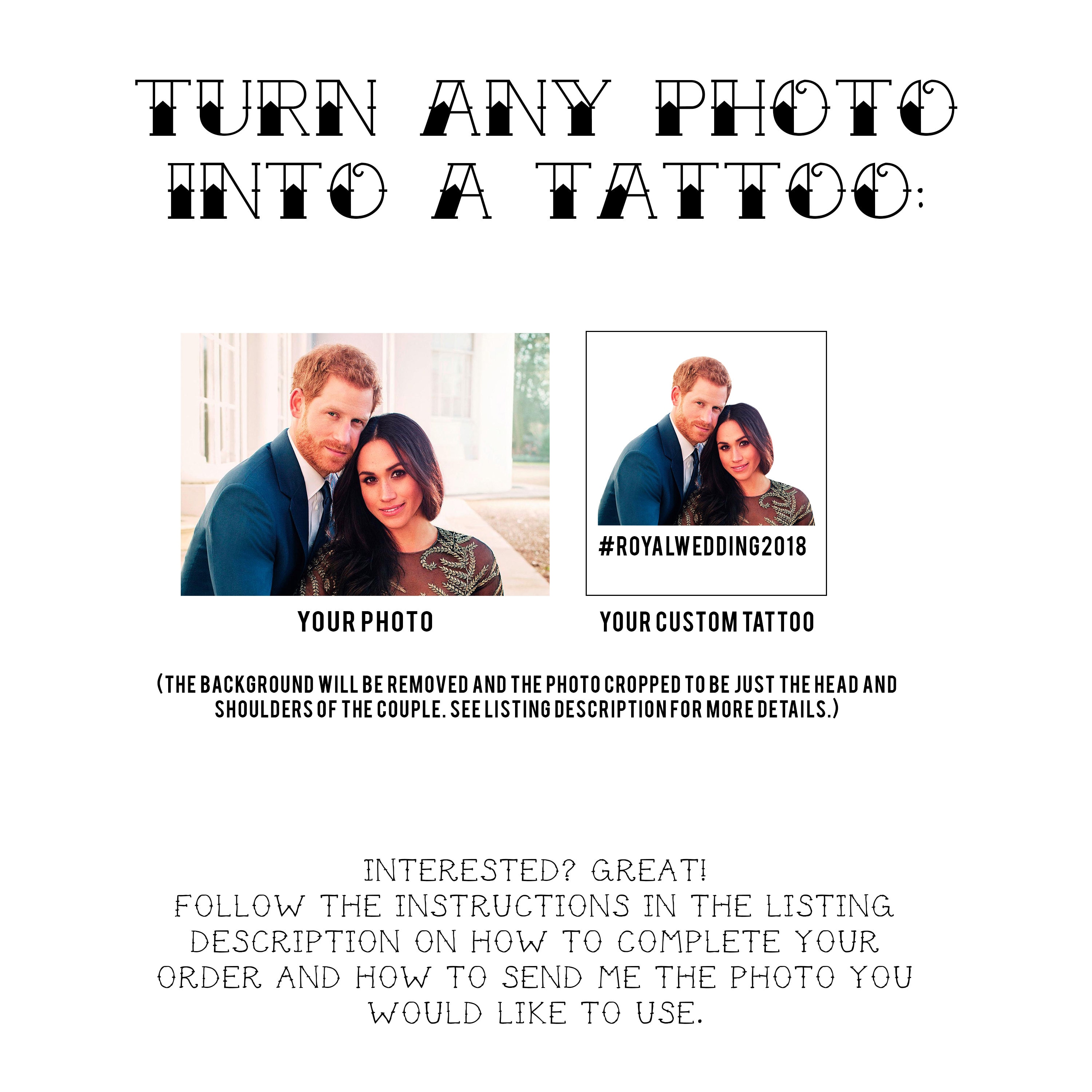 Photo Hashtag Tattoo, Wedding Tattoo, Wedding Favors, Custom Portrait ...