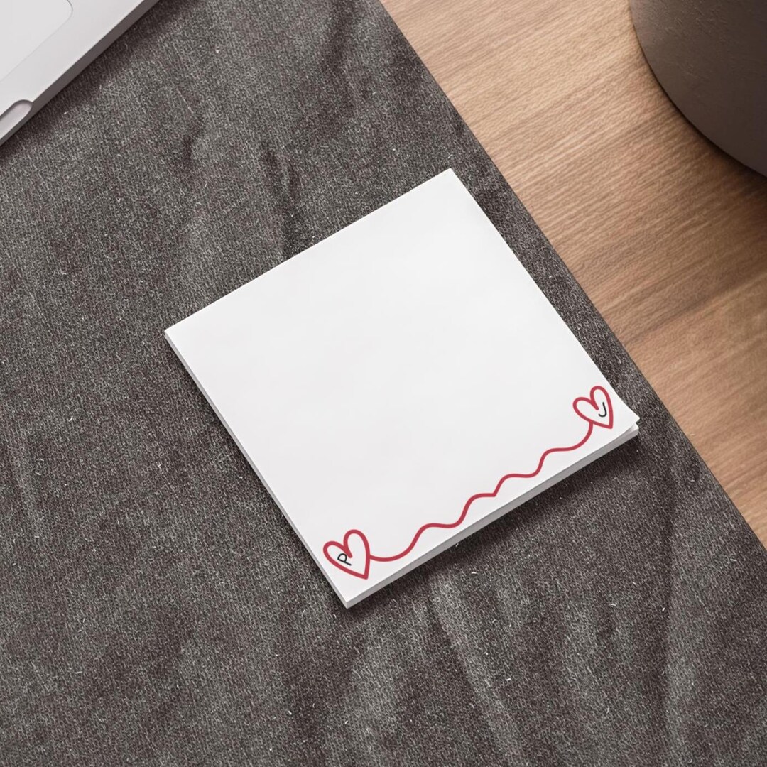 Personalized Heart Sticky Notes Pad, Custom Initial Sticky Notes ...