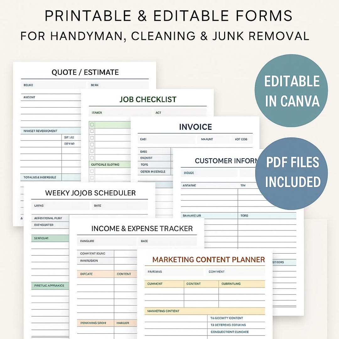 Home Services Business Toolkit | Printable & Editable Forms for ...